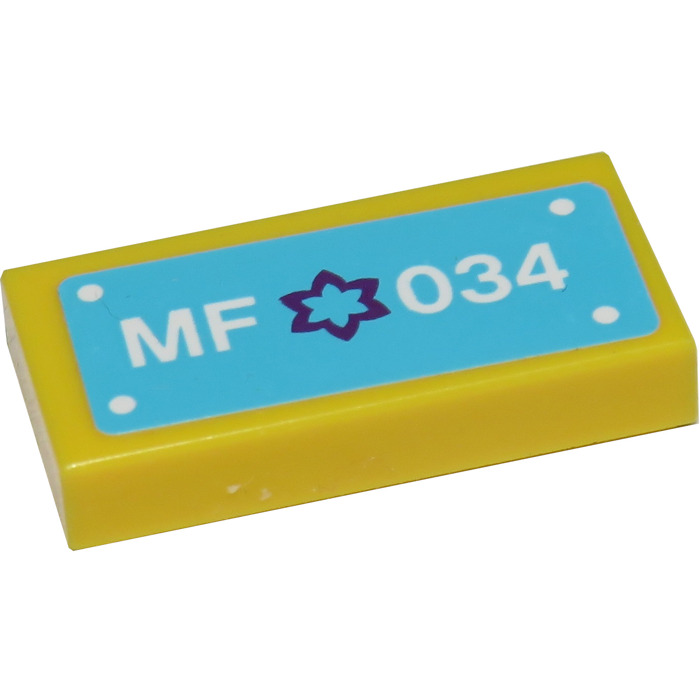 LEGO Tile 1 x 2 with 'MF*034' Sticker with Groove (3069) | Brick Owl ...