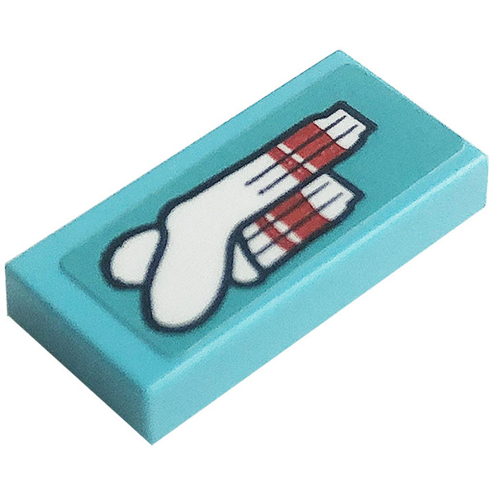 LEGO Tile 1 x 2 with Red and White Sock Sticker with Groove (3069 ...