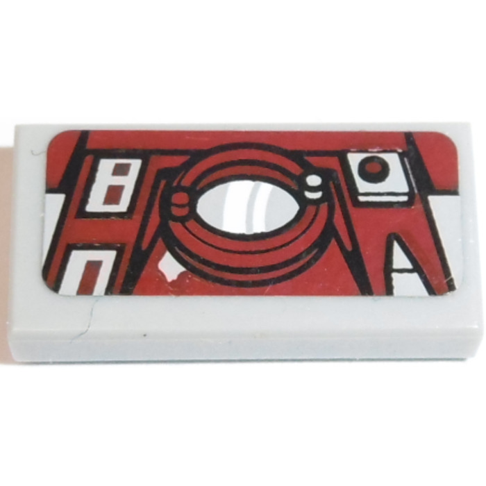 LEGO Tile 1 x 2 with Red Pattern 75099 Sticker with Groove (3069 ...
