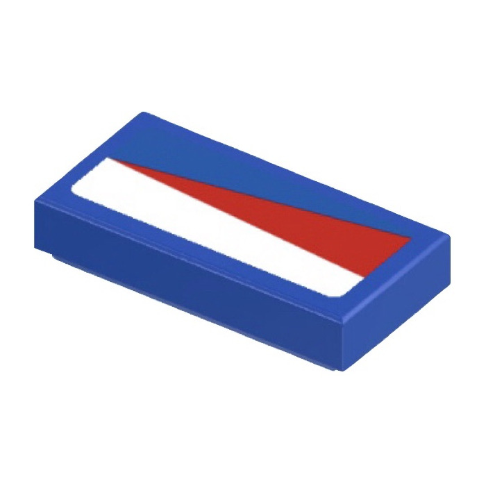 LEGO Tile 1 x 2 with Red Triangle and White Shape Sticker with Groove ...