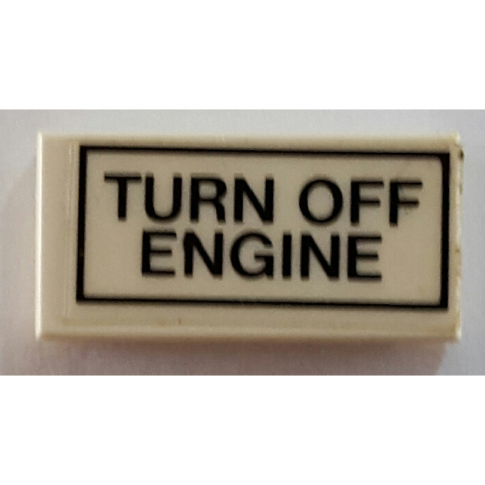 LEGO Tile 1 x 2 with 'TURN OFF ENGINE' Sticker with Groove (3069 ...