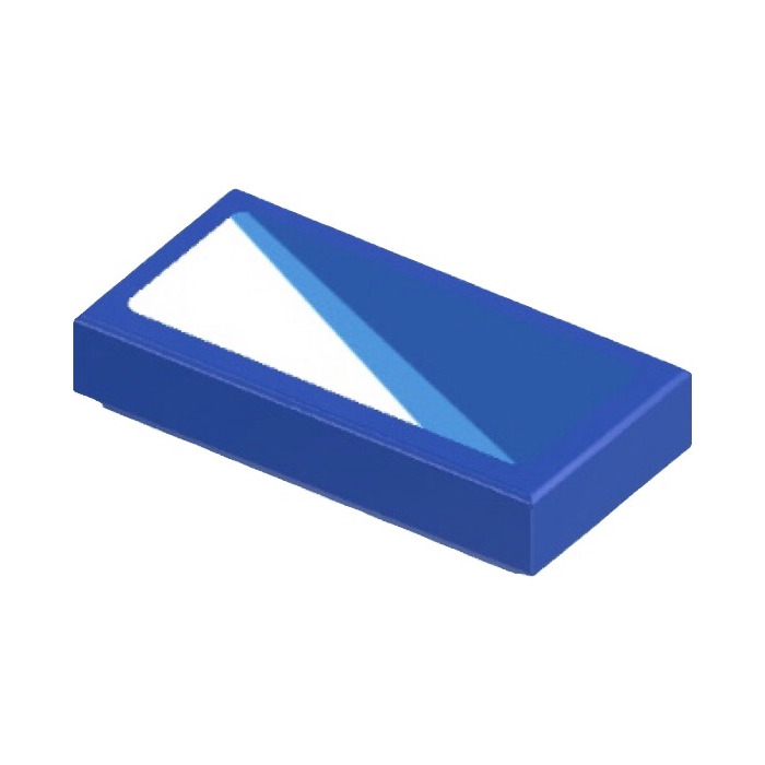 LEGO Tile 1 x 2 with White Triangle and Azure Shape Sticker with Groove ...