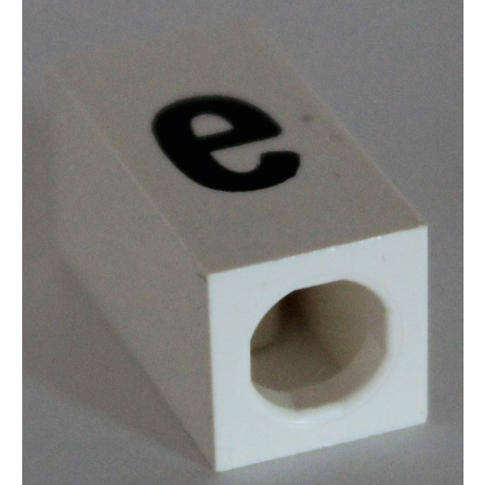 LEGO Tile 1 x 2 x 5/6 with Stud Hole in End with Black ' e ' Pattern ...