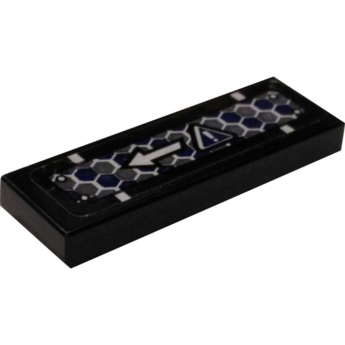 LEGO Tile 1 x 3 with Warning Triangle, Left Arrow, and Bio Backround ...