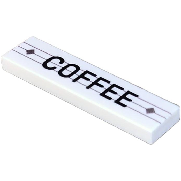 LEGO Tile 1 x 4 with COFFEE Sticker (2431) | Brick Owl - LEGO Marketplace