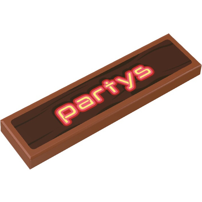 LEGO Tile 1 x 4 with ‘partys’ on Wooden Plank Sticker (2431) | Brick ...