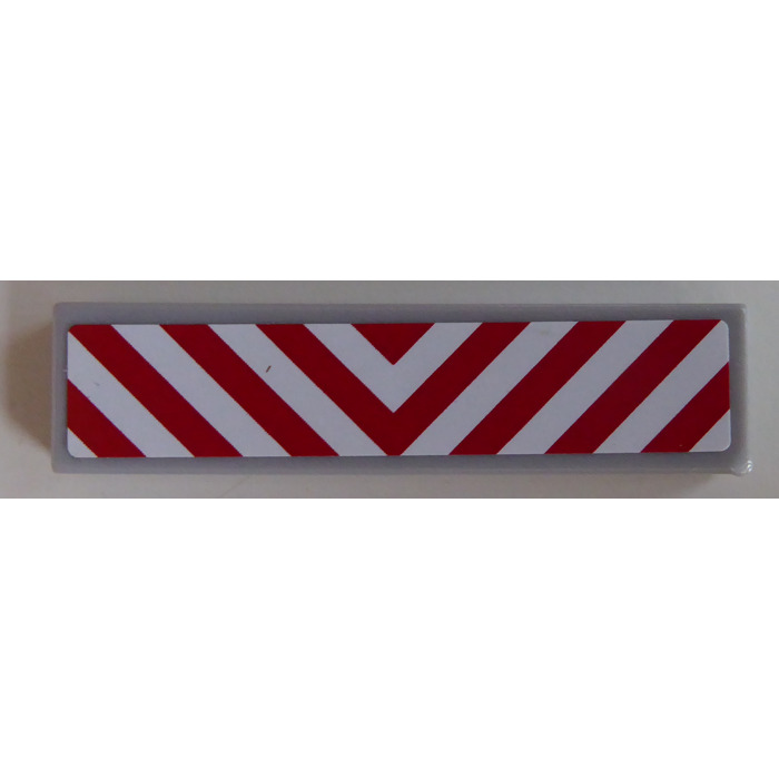 LEGO Tile 1 x 4 with Red and White Chevron Danger Stripes Sticker (2431 ...