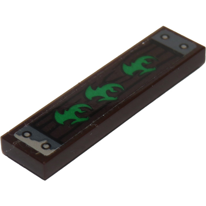 LEGO Tile 1 x 4 with Wood Grain, 4 Nails and 3 Dragons Sticker (2431 ...