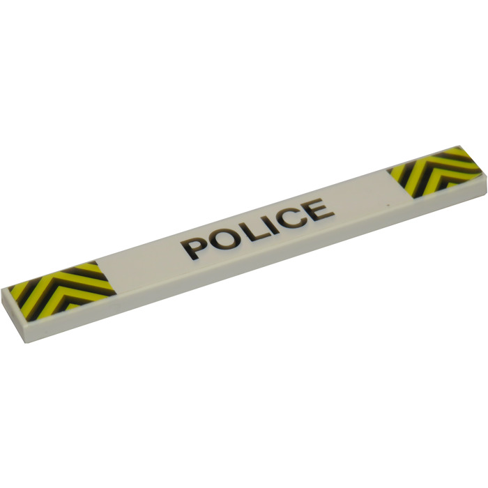 LEGO Tile 1 x 8 with 'POLICE' and Black and Yellow Danger Stripes ...