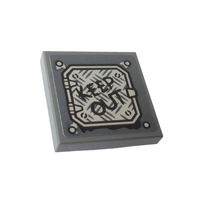 LEGO Tile 2 x 2 Inverted with Tread Plate and 'KEEP OUT' Sticker (11203 ...