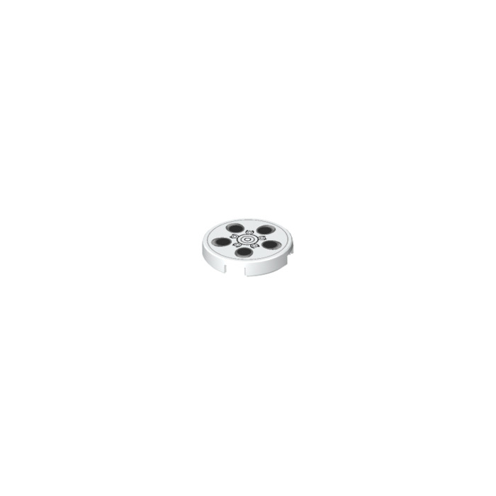 LEGO Tile 2 x 2 Round with Alloy Wheel with Black and Silver Circles ...