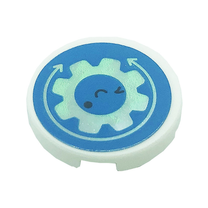 LEGO Tile 2 x 2 Round with Arrows, Tooth Gear, Eyes and Smile Sticker ...