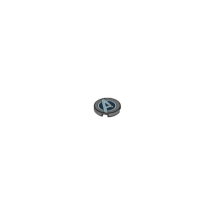 LEGO Tile 2 x 2 Round with Dark Blue and Metallic Light Blue Avengers ...