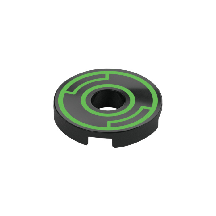 LEGO Tile 2 x 2 Round with Hole in Center with Bright Green Circles ...