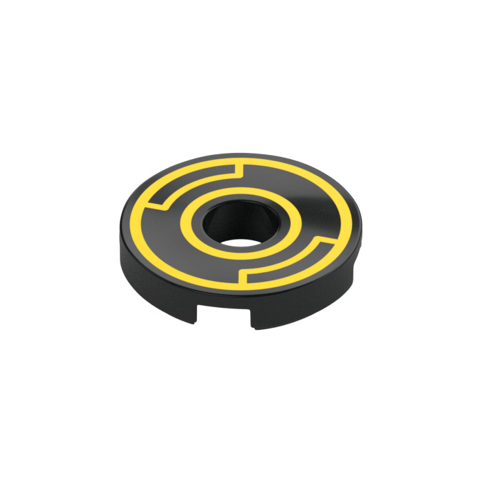 LEGO Tile 2 x 2 Round with Hole in Center with Hubcap with Yellow ...