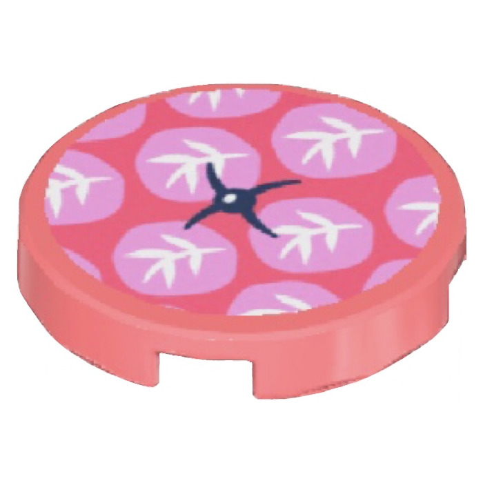 LEGO Tile 2 x 2 Round with Leaf Pattern Cushion Sticker with Bottom ...