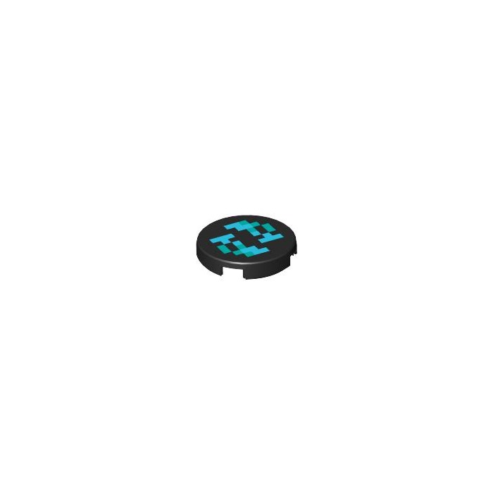 LEGO Tile 2 x 2 Round with Minecraft Blue and Green Pixels with Bottom ...