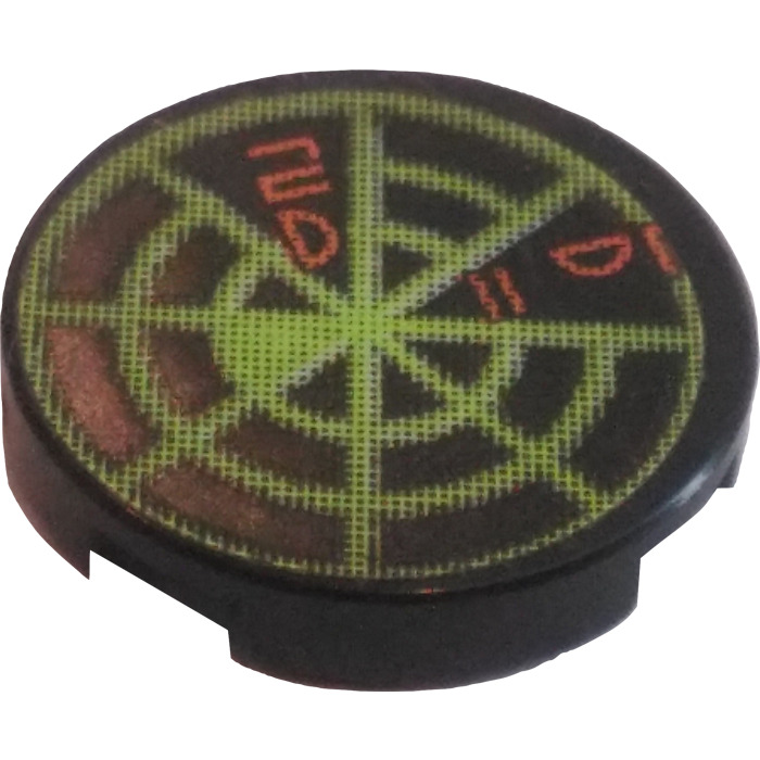 LEGO Tile 2 x 2 Round with Neon Green Radar Type 2 Sticker with "X ...