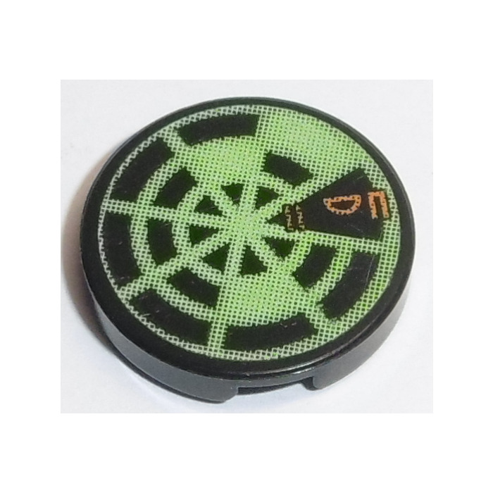 LEGO Tile 2 x 2 Round with Neon Green Radar Type 4 Sticker with "X ...