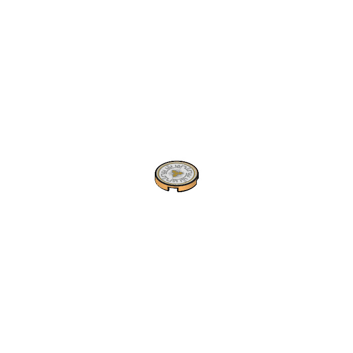 LEGO Tile 2 x 2 Round with Ninjago Gold Throwing Star with Bottom Stud ...