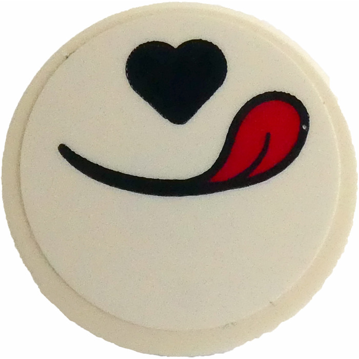 LEGO Tile 2 x 2 Round with Nose, Mouth and Red Tongue Sticker with ...