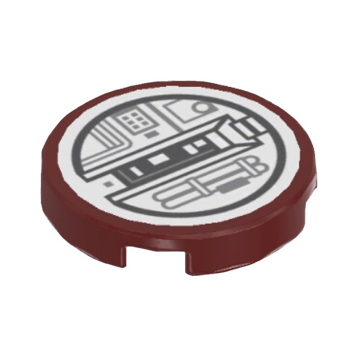 LEGO Tile 2 x 2 Round with Pipework and Panelling (Left) Sticker with ...