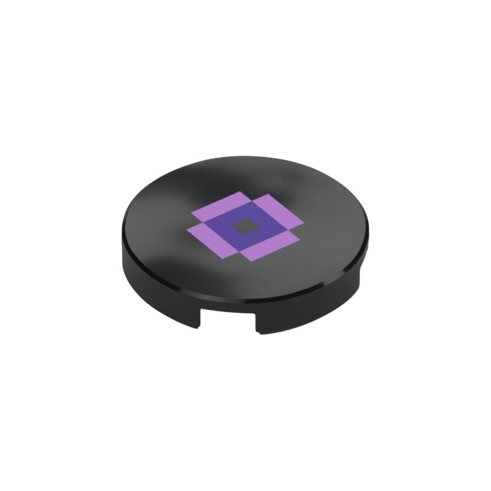LEGO Tile 2 x 2 Round with Pixelated Lavender and Dark Purple Eye with ...