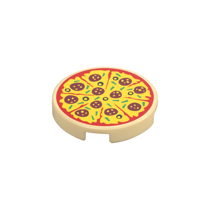 LEGO Tile 2 x 2 Round with Pizza with Pepperoni and Olives with Bottom ...