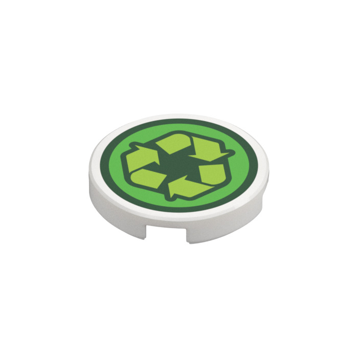 LEGO Tile 2 x 2 Round with Recycling Logo with Bottom Stud Holder ...