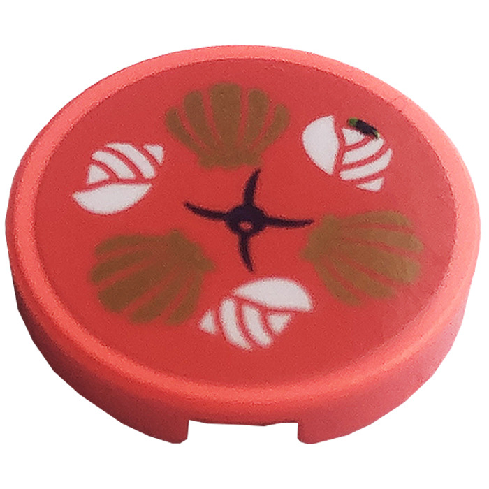 LEGO Tile 2 x 2 Round with Seat Cushion, Seashells Sticker with Bottom ...