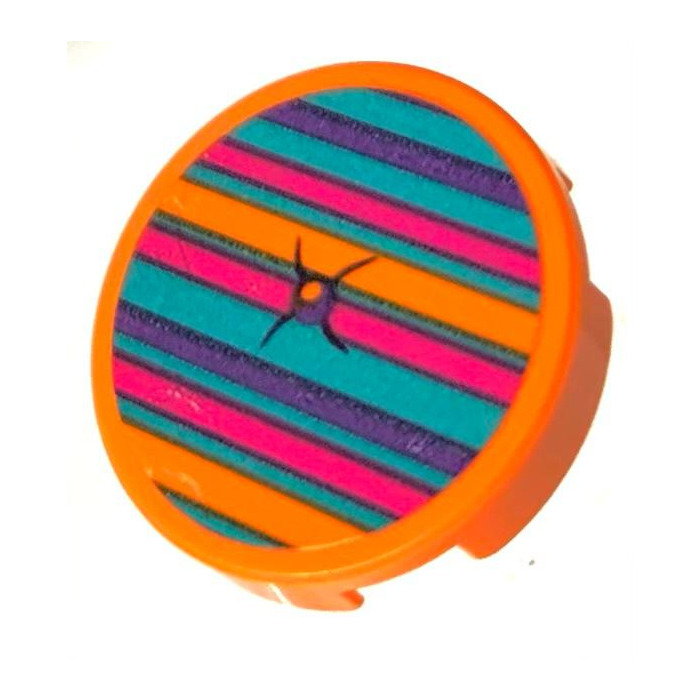 LEGO Tile 2 x 2 Round with Seat Cushion Striped Sticker with Bottom ...
