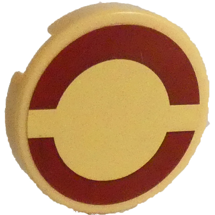 LEGO Tile 2 x 2 Round with Tan Semicircle Sticker with "X" Bottom (4150 ...