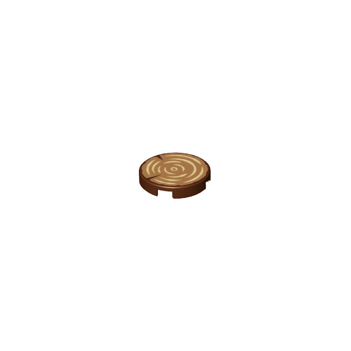 LEGO Tile 2 x 2 Round with Tree Trunk Wood Grain Pattern with Bottom ...
