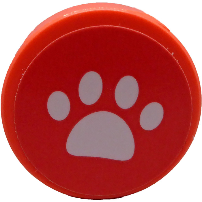 LEGO Tile 2 x 2 Round with White Dog Paw Sticker with Bottom Stud ...