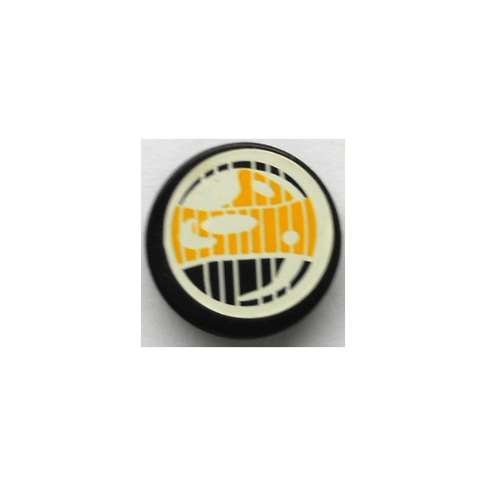 LEGO Tile 2 x 2 Round with Yellow and Black Headlight Sticker with "X ...