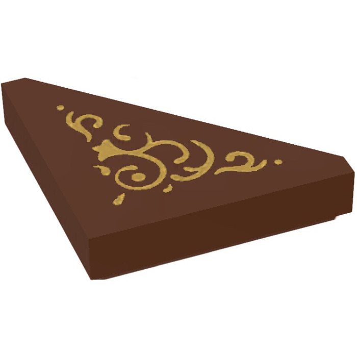 LEGO Tile 2 x 2 Triangular with Gold Swirls Sticker (35787) | Brick Owl ...
