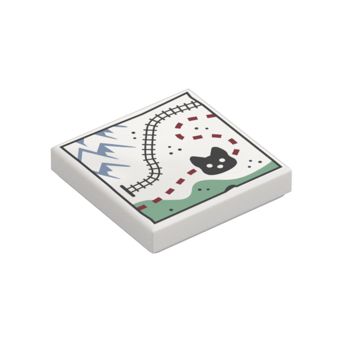 LEGO Tile 2 x 2 with Arctic Map with Mountains and Bunny with Groove ...