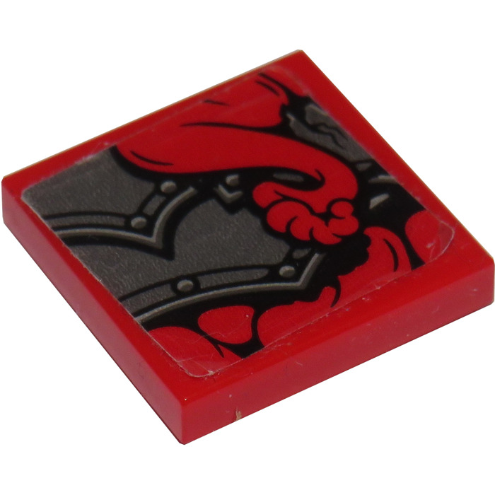 LEGO Tile 2 x 2 with Armor with Rivets Sticker with Groove (3068 ...