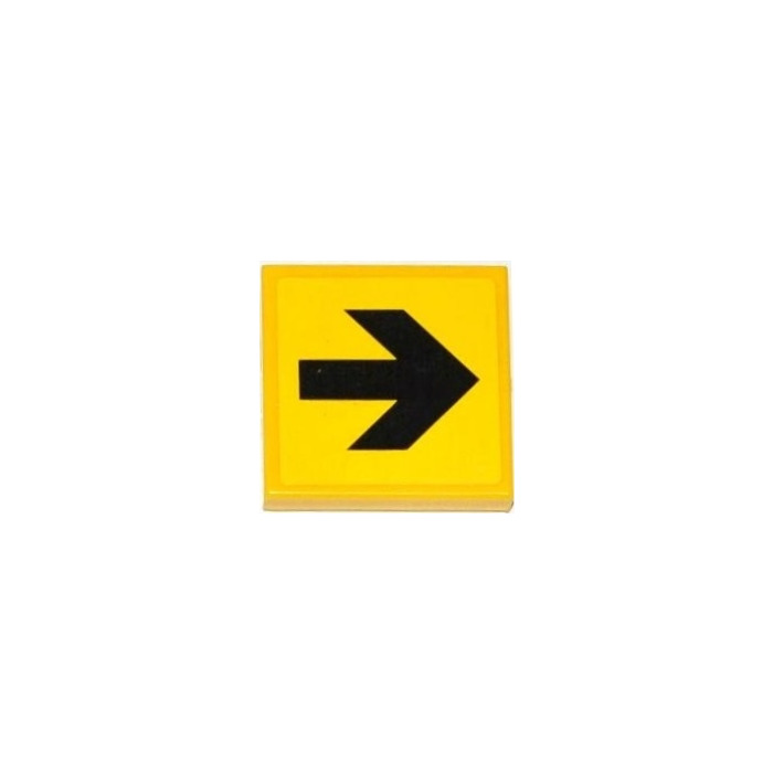 LEGO Tile 2 x 2 with Black on Yellow Arrow Sticker with Groove (3068 ...