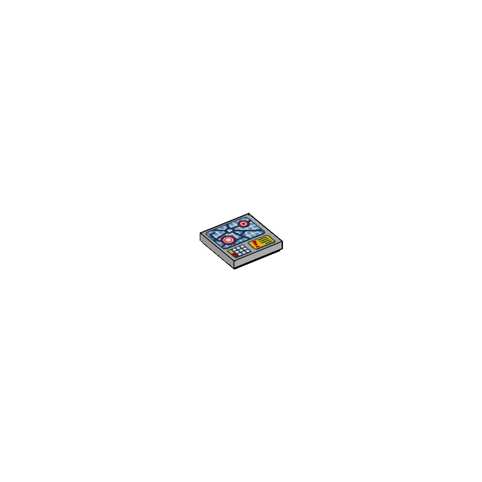 LEGO Tile 2 x 2 with Blue Map, Red Exclamation Mark with Groove (3068 / ...