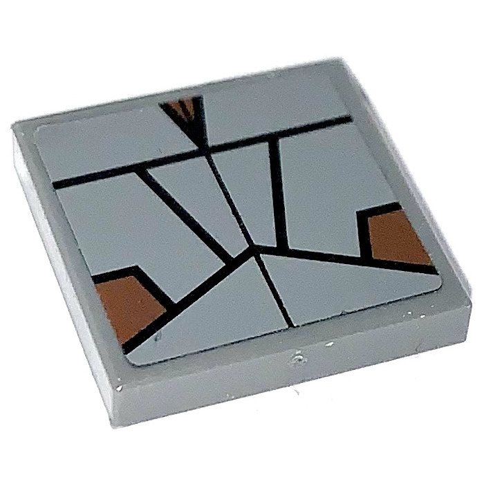 LEGO Tile 2 x 2 with Brown Areas and Black Lines Sticker with Groove ...