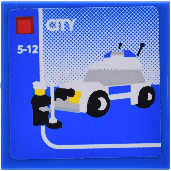 LEGO Tile 2 x 2 with City Police Car Set Box Sticker with Groove (3068 ...