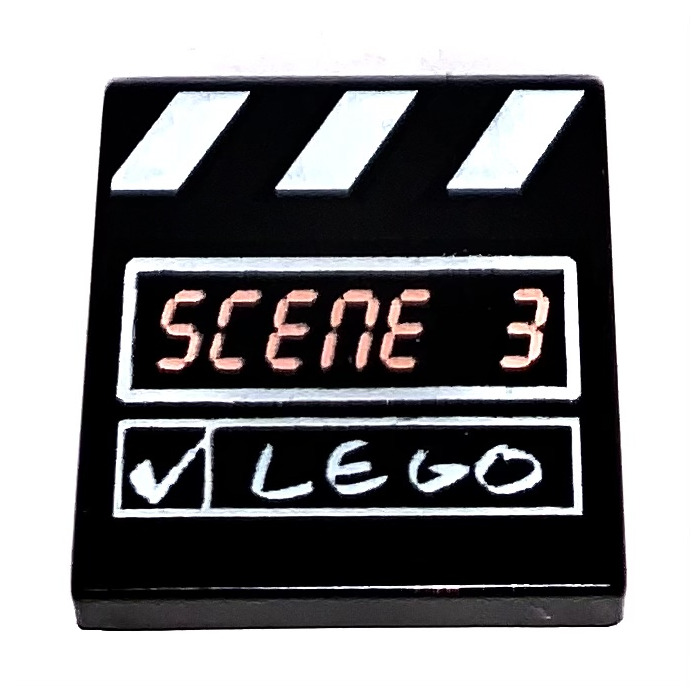 LEGO Tile 2 x 2 with Clapboard, Scene 3 with Groove (3068 / 84507 ...