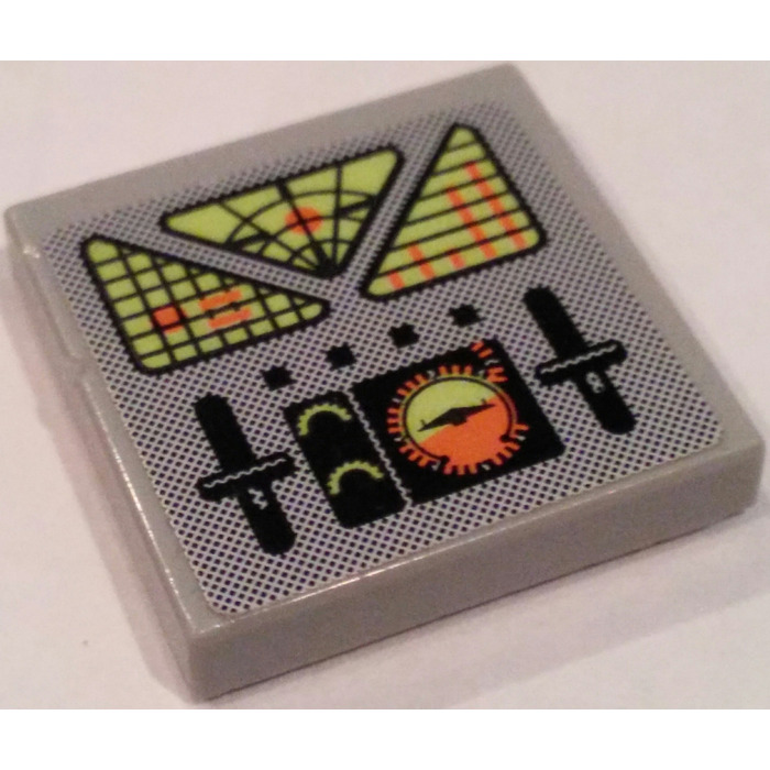 LEGO Tile 2 x 2 with Control Panel 7692 Sticker with Groove (3068 ...