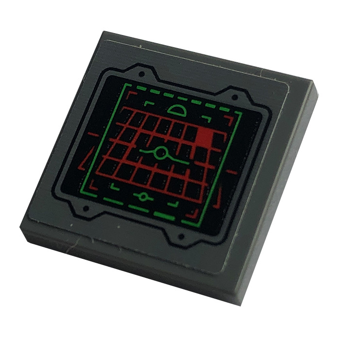 LEGO Tile 2 x 2 with Display Screen, Grid, Head-Up Display (HUD ...