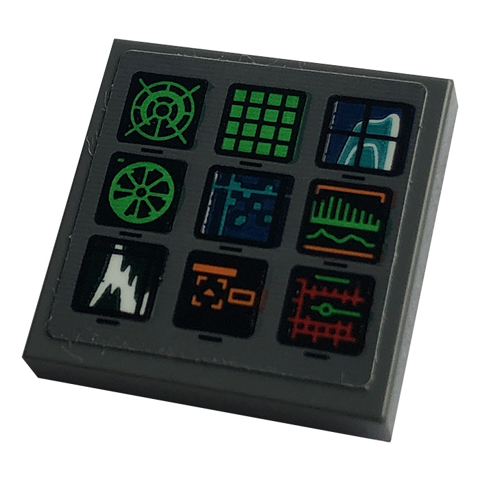 LEGO Tile 2 x 2 with Display Screens, Charts, Graphs, Radar, Grids ...