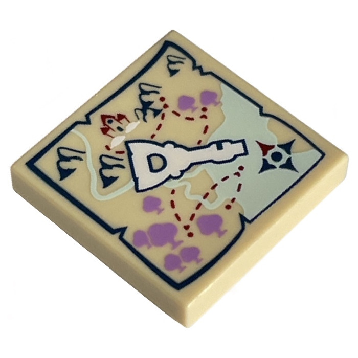 LEGO Tile 2 x 2 with Elves Map and Key with Groove (3068 / 20306 ...