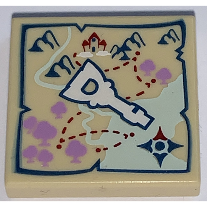 LEGO Tile 2 x 2 with Elves Map and Key with Groove (3068 / 20306 ...