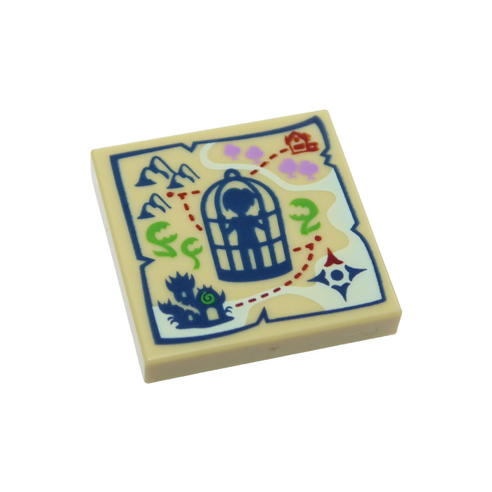 LEGO Tile 2 x 2 with Elves Map with Cage with Groove (3068 / 31814 ...
