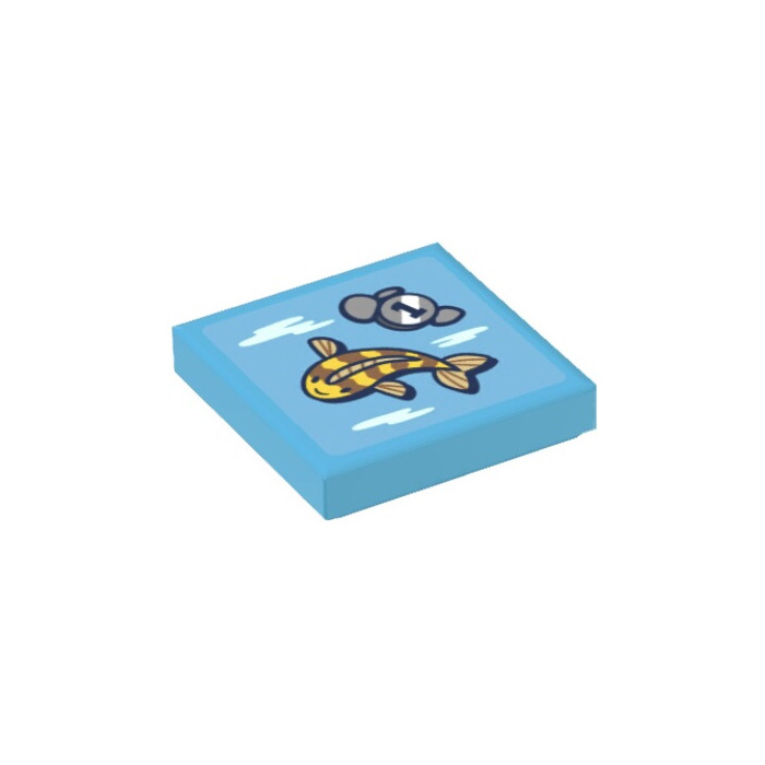 LEGO Tile 2 x 2 with Fish and Coins Sticker with Groove | Brick Owl ...